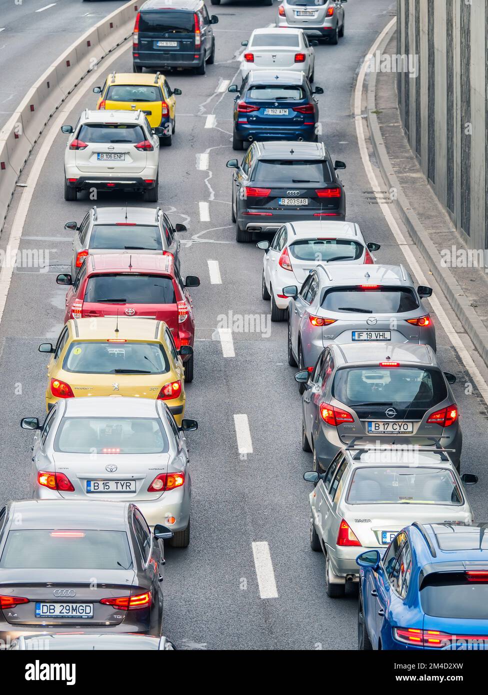 Bucharest, Romania - September 2022: Traffic jam or heavy congestion in ...