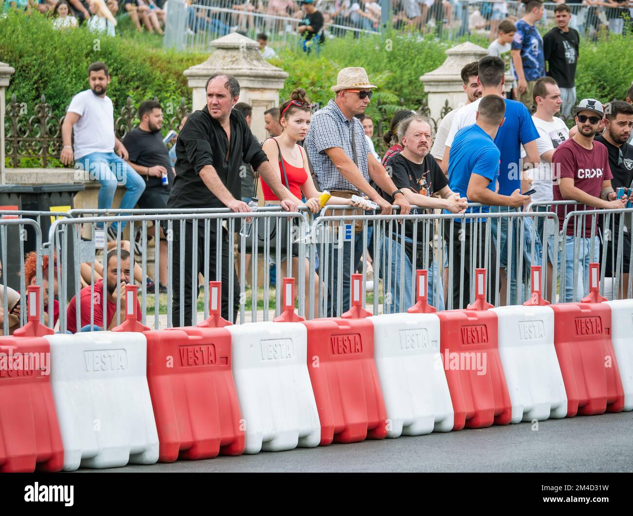 Bucharest, Romania -September 2022: Spectators behind the security ...
