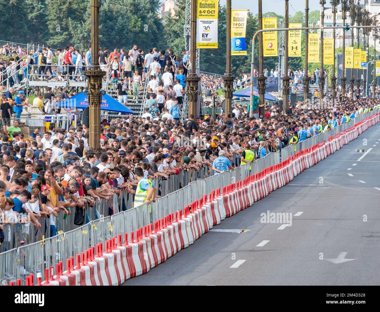 Bucharest, Romania -September 2022: Spectators behind the security ...