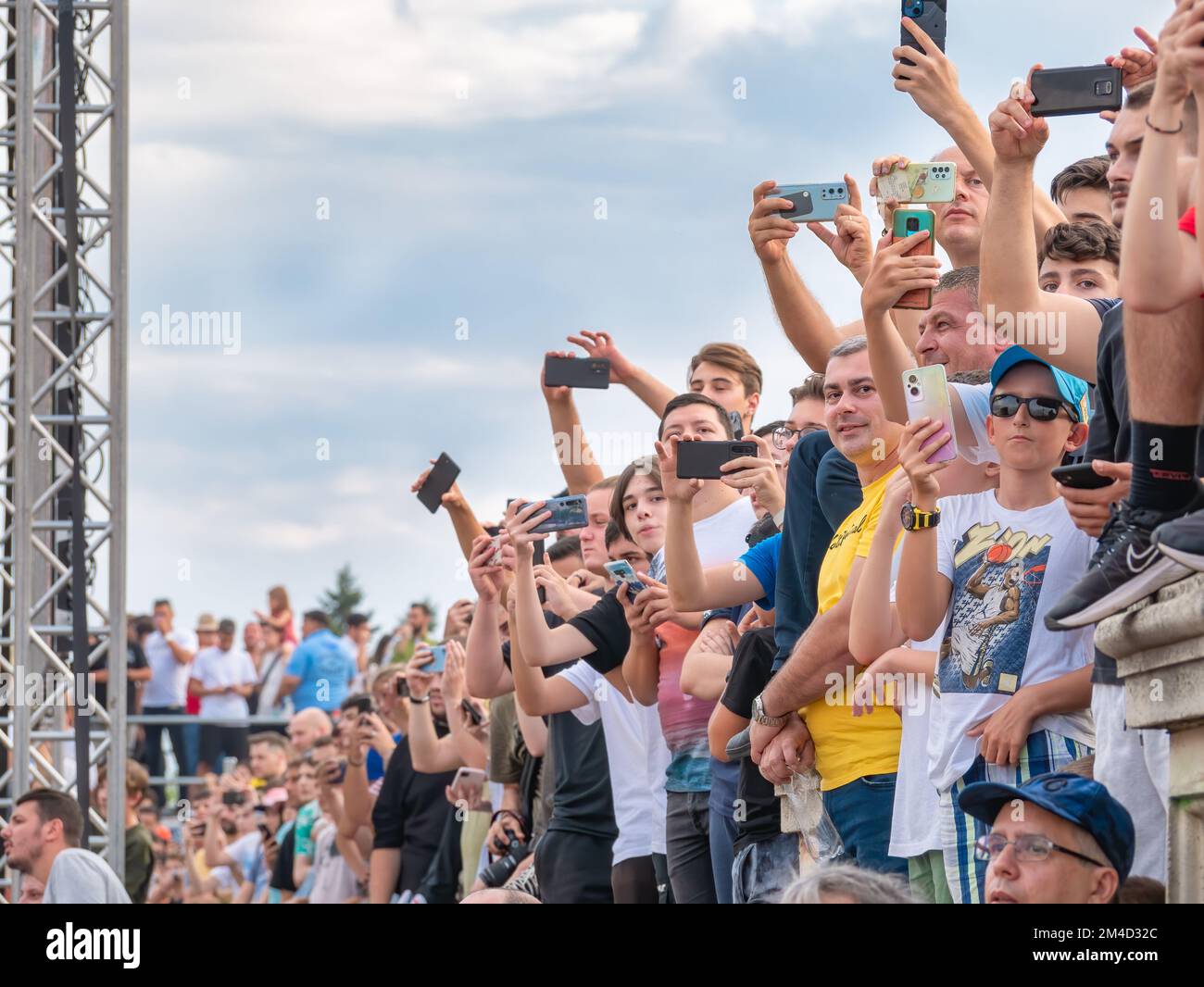 Bucharest, Romania -September 2022: Crowd of people taking photos and ...