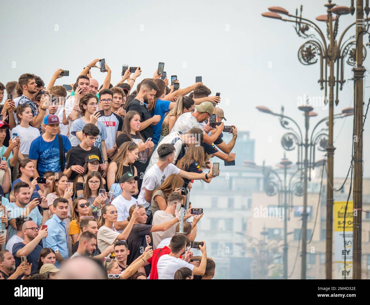 Bucharest, Romania -September 2022: Crowd of people taking photos and ...