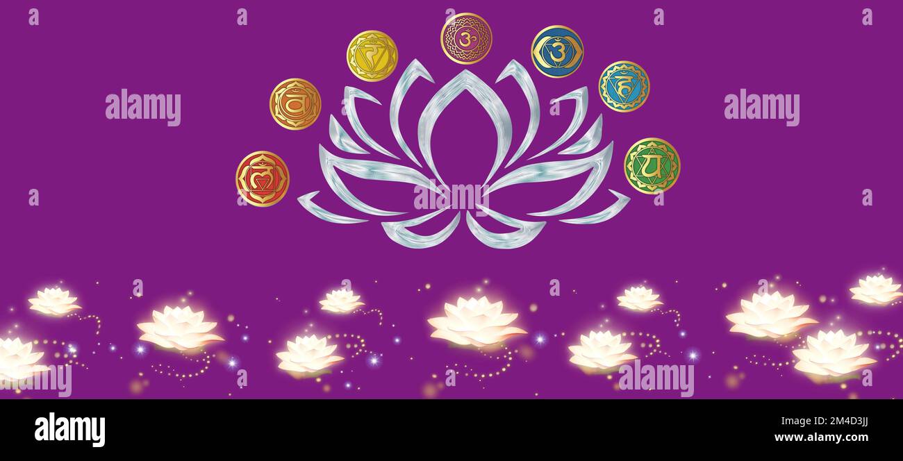Chakra symbols and sacred geometry symbols isolated on color background ...