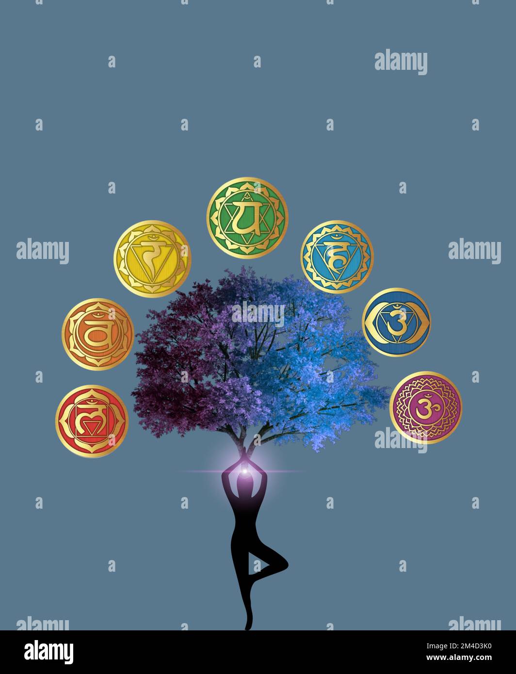 Chakra symbols and sacred geometry symbols isolated on color background ...