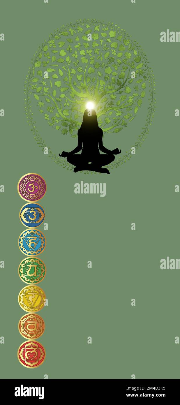 Chakra symbols and sacred geometry symbols isolated on color background ...