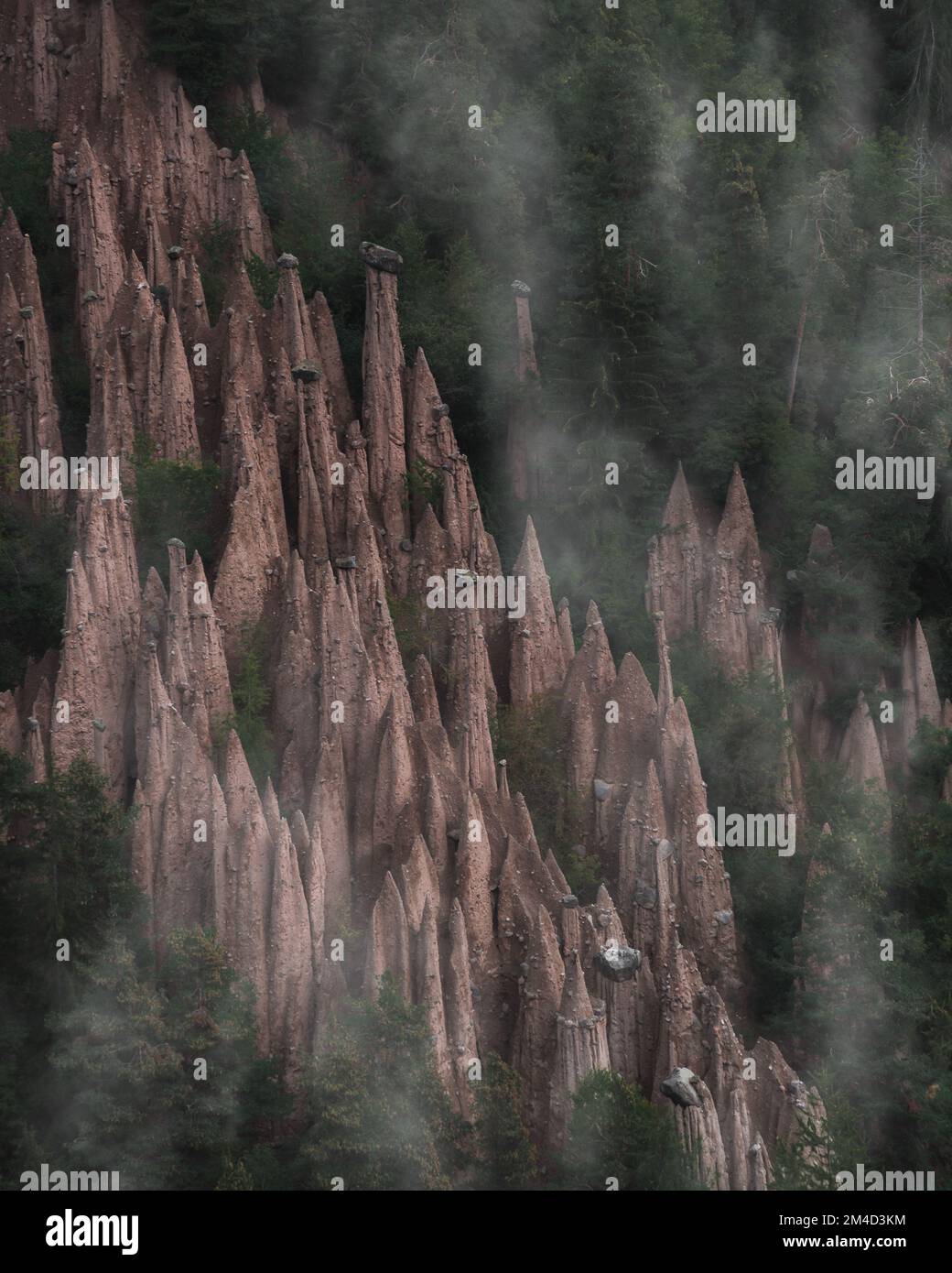 A mesmerizing shot of fairy chimneys in the Ritten-high plateau in ...