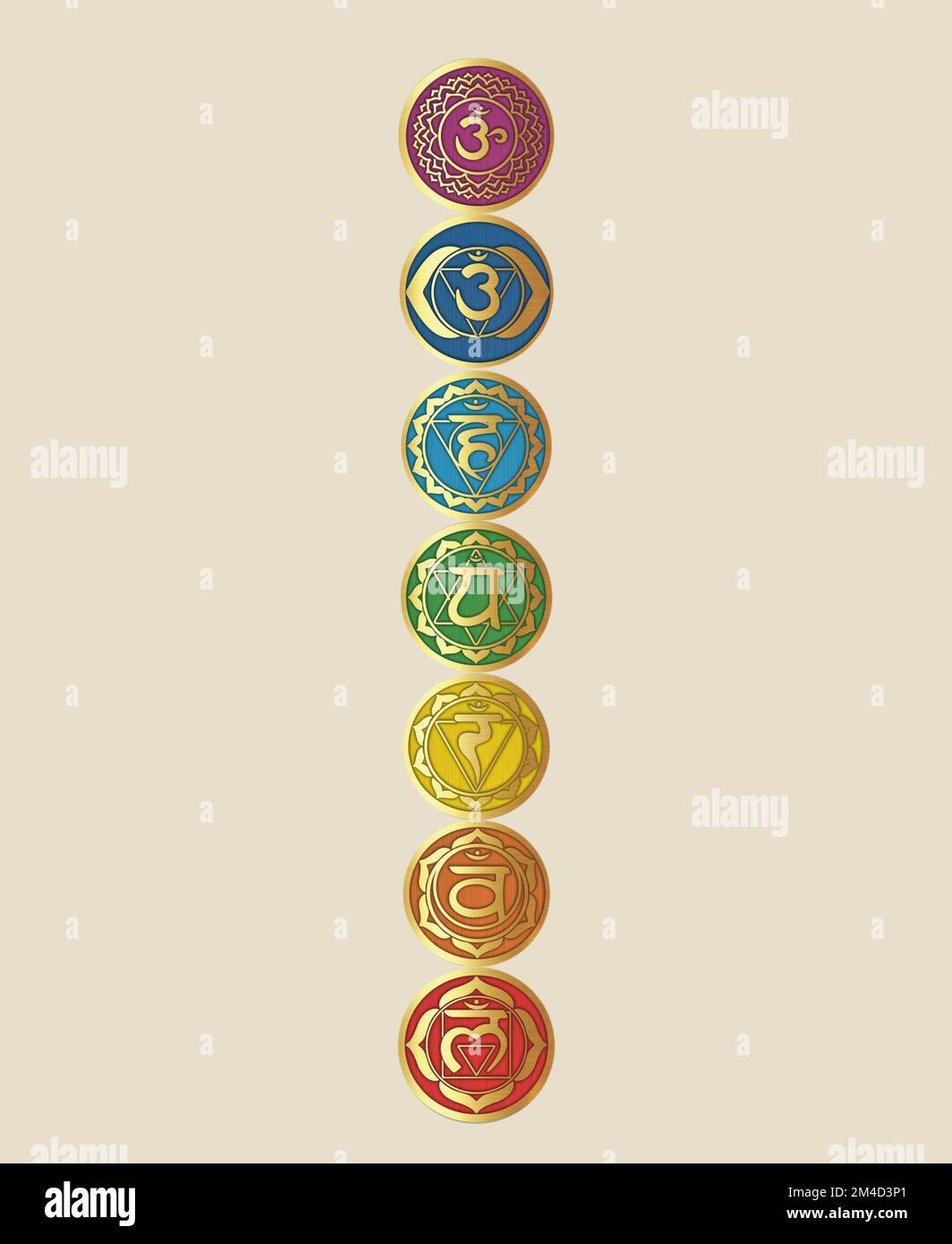 Chakra symbols and sacred geometry symbols isolated on color background ...