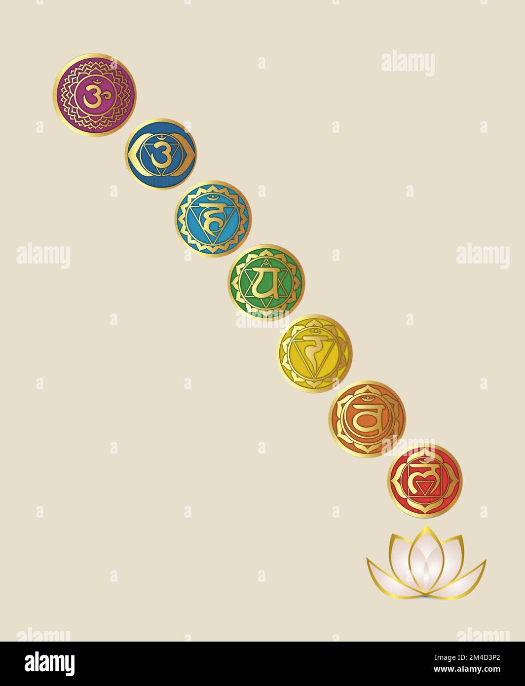 Chakra symbols and sacred geometry symbols isolated on color background ...