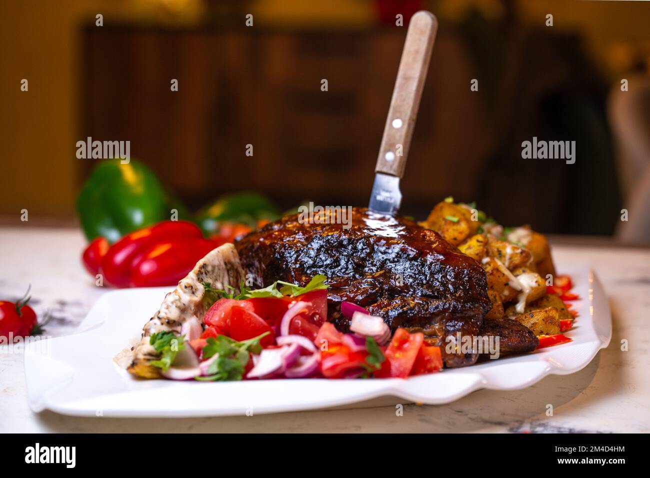 beef ribs with sauce for the holiday Stock Photo - Alamy