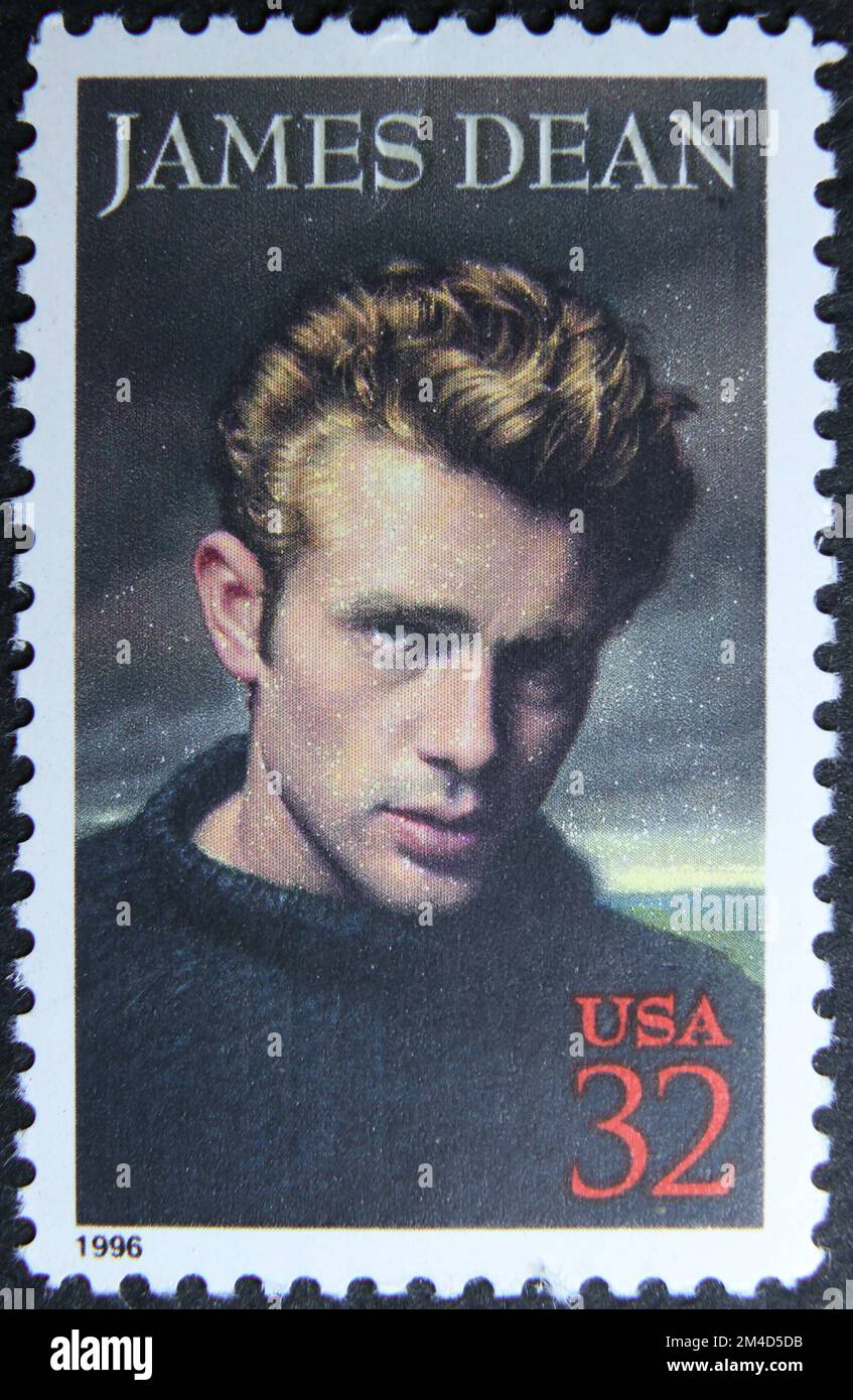 ISTANBUL, TURKEY - JANUARY 24, 2021: United States stamp shows James ...