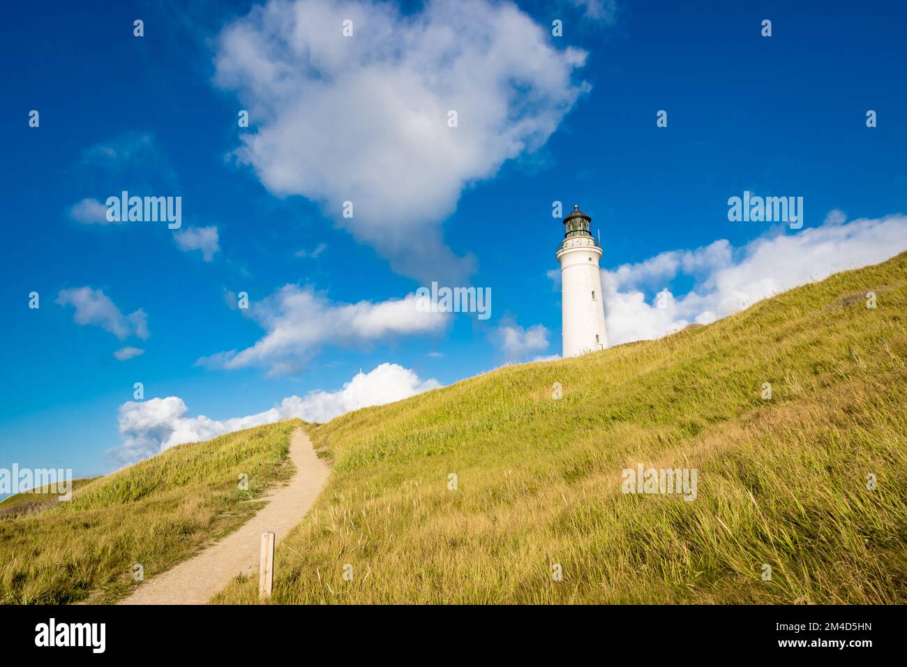 An old white lighthouse in Frederikshavn, hritshals, Denmark build ...