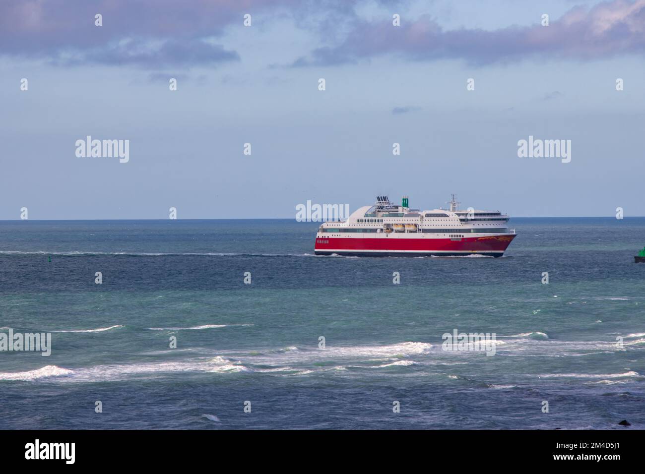 Blue Ocean, Beach, Waves Crashing and Ships in Distant in Denmark ...