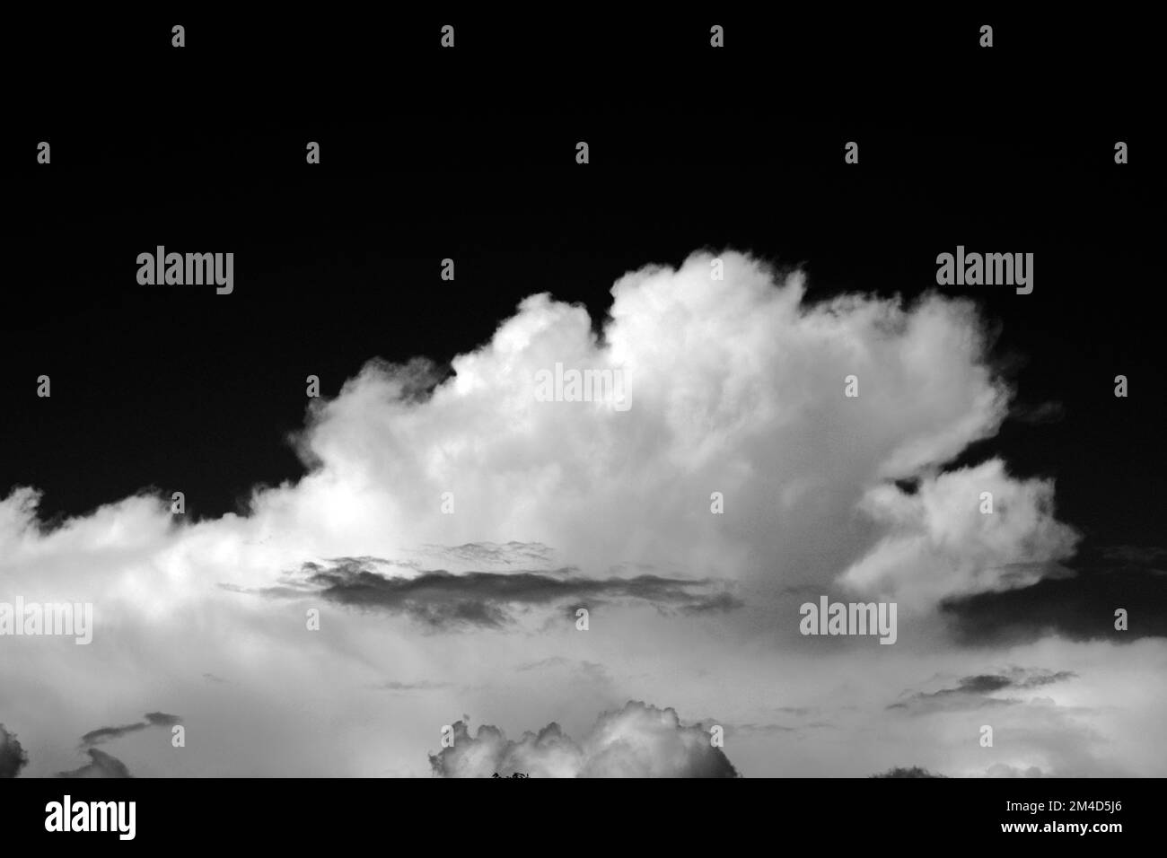 Black Cumulus Clouds Poster White Cloud On Black Background. Wide Sky