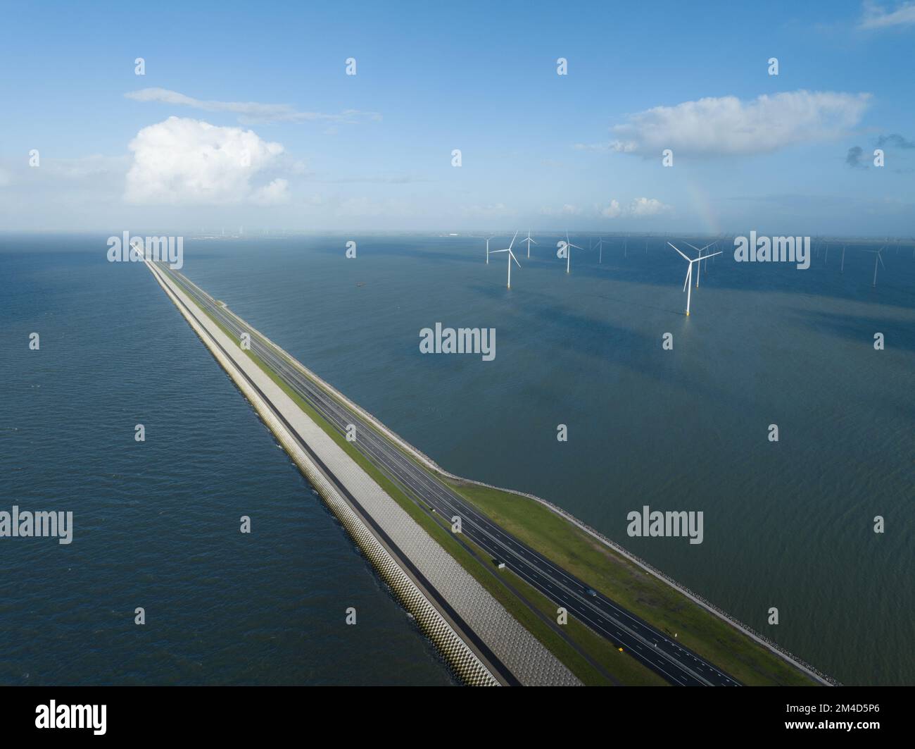 The Afsluitdijk flood defense system in the Netherlands between North ...