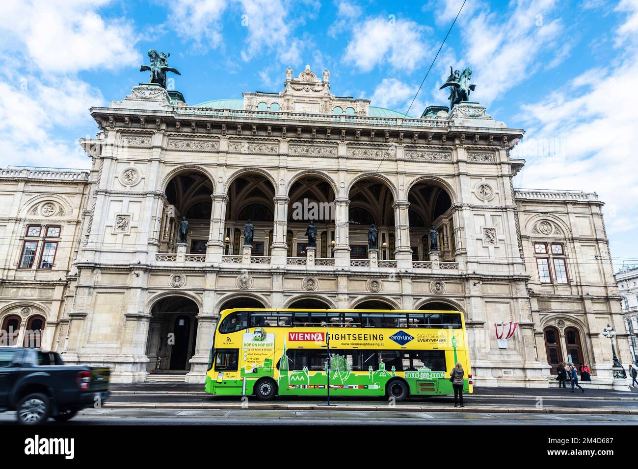 Vienna, Austria - October 14, 2022: Tour bus with tourists circulating ...