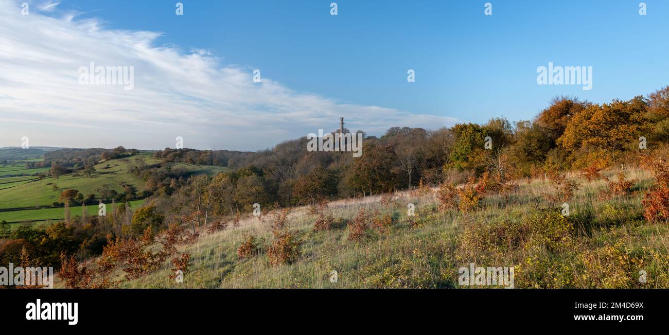 Panoramic photo of the autumn colours at the Admiral Hood Monument on ...