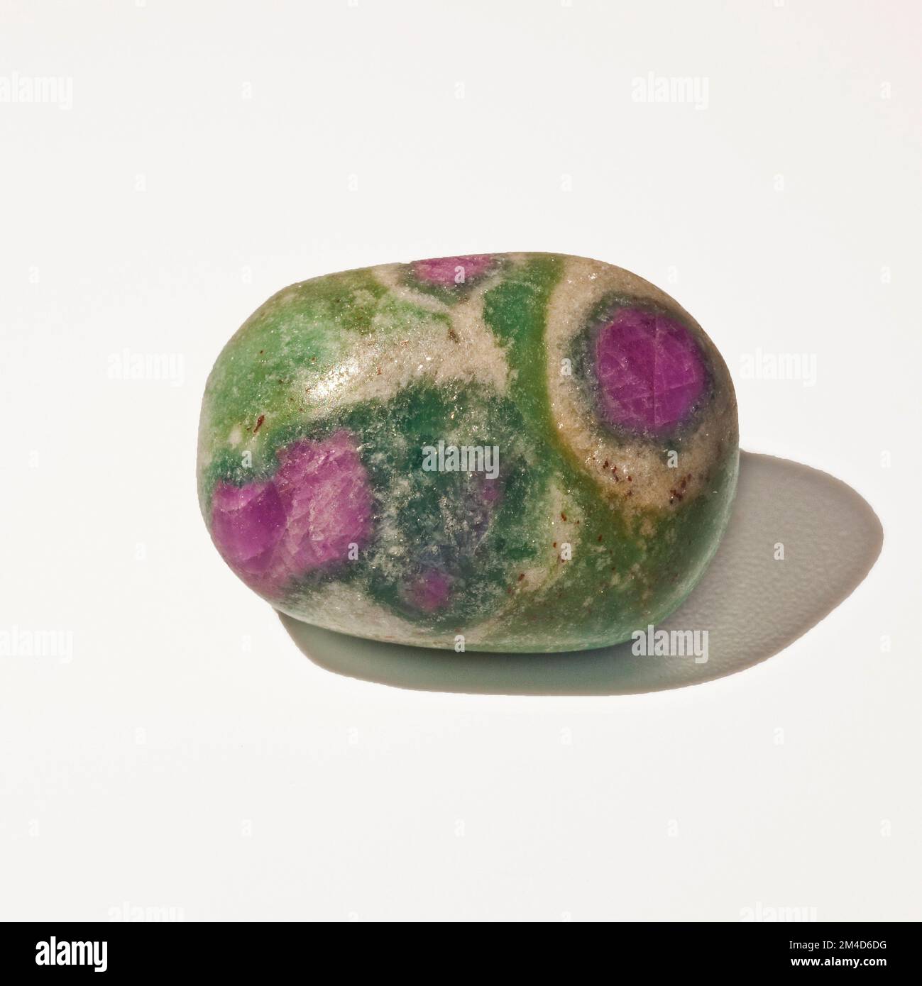 Macro close up colour photograph of 'Ruby in Fuchsite' a semi precious ...