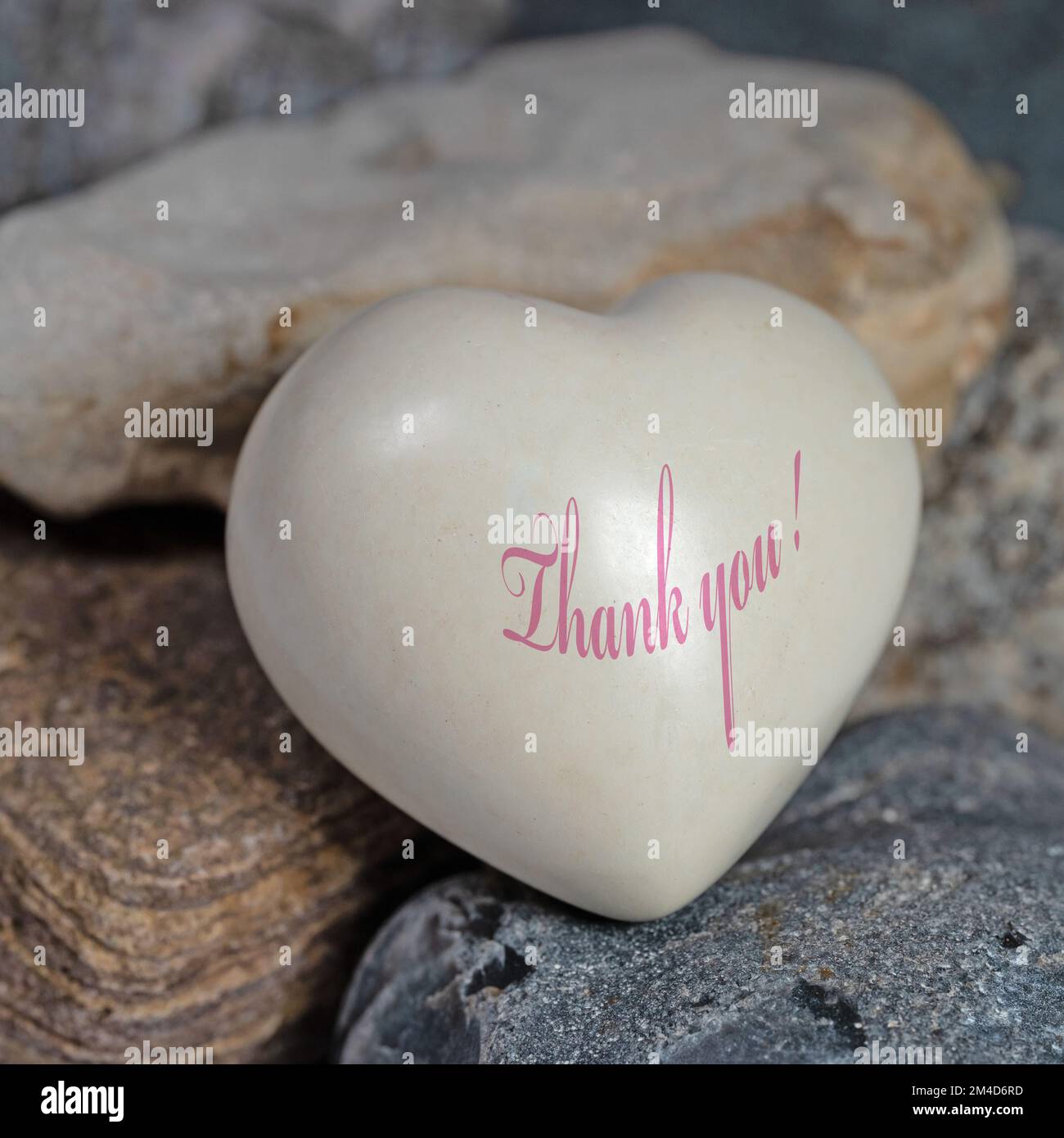 Soapstone heart with the inscription Thank you Stock Photo - Alamy
