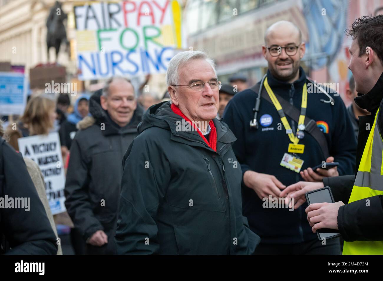London, UK. 20th Dec, 2022. A small march by NHS nurses on Downing ...