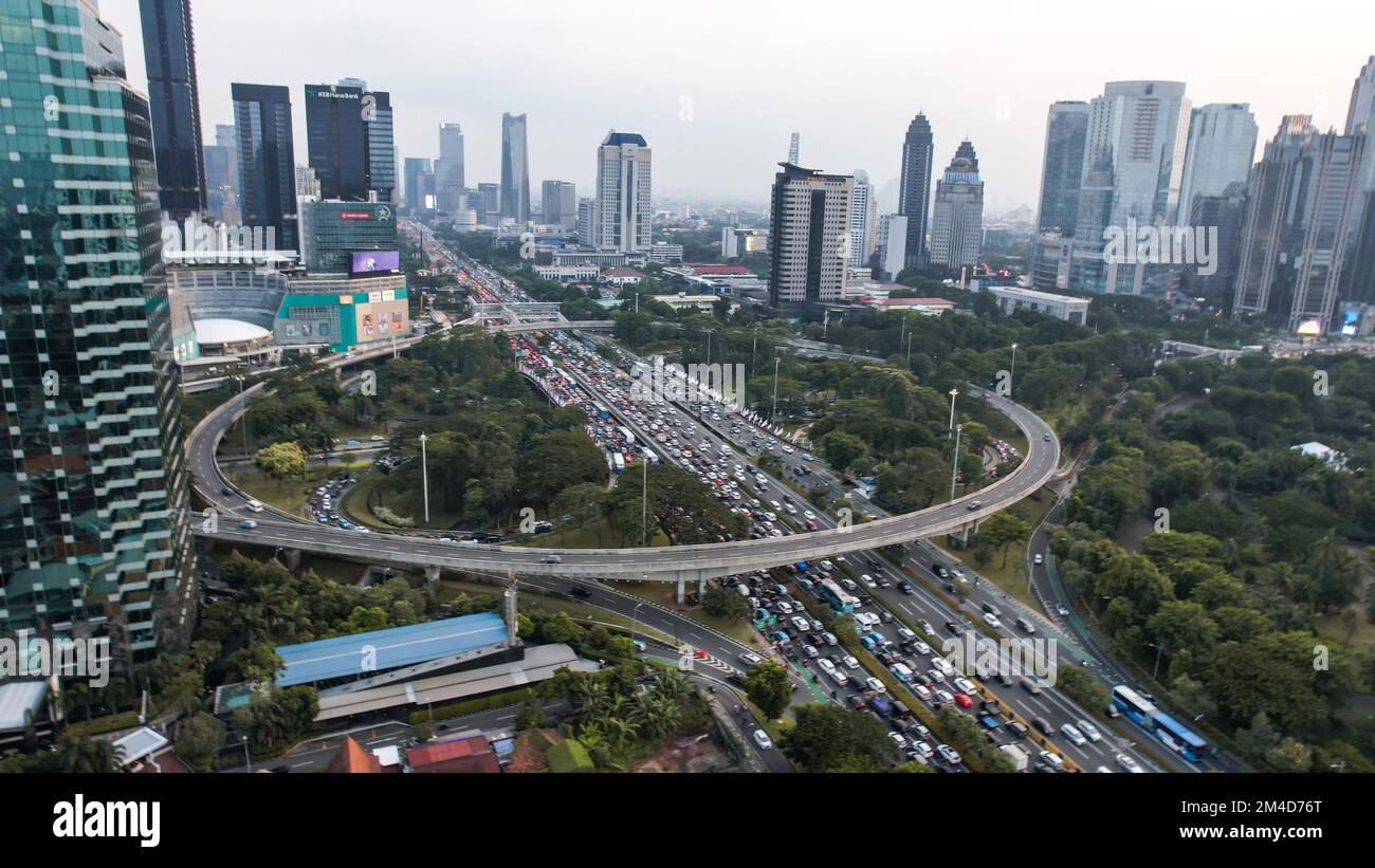 Aerial top down view of the Beautiful scenery of Senayan Stadium. with ...
