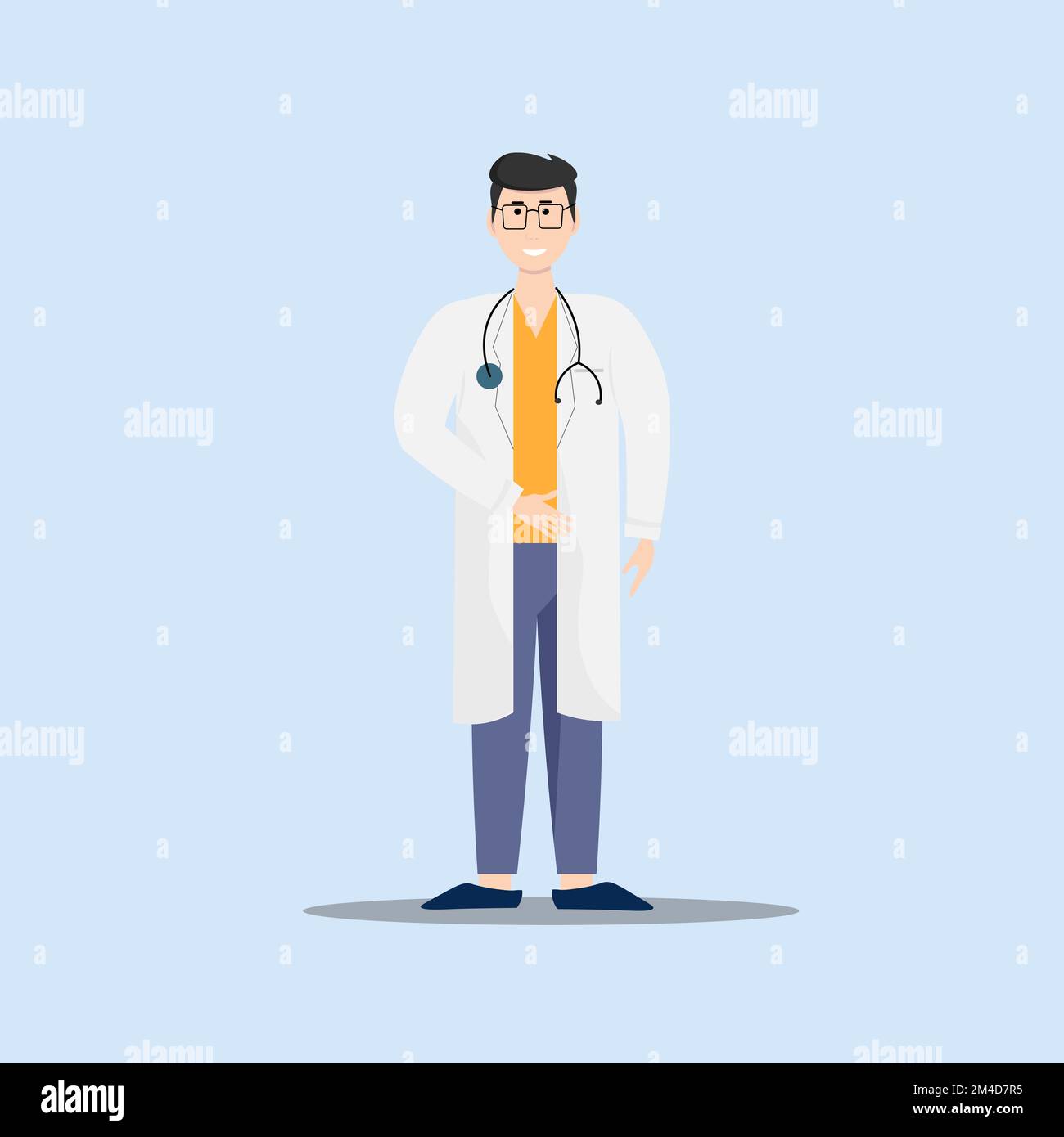 Male doctor meets patients. Vector illustration. For covers and ...