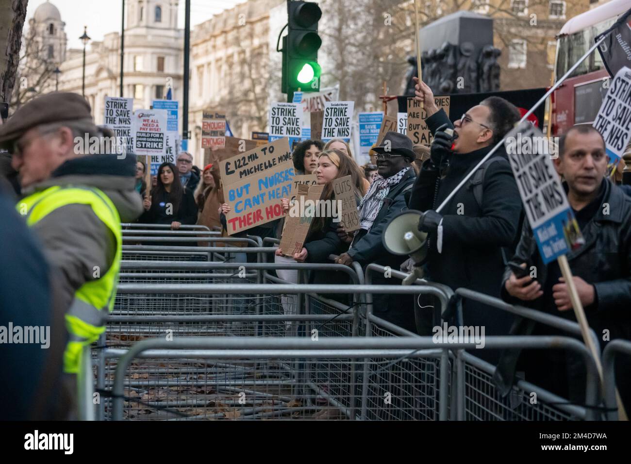 London, UK. 20th Dec, 2022. A small march by NHS nurses on Downing ...