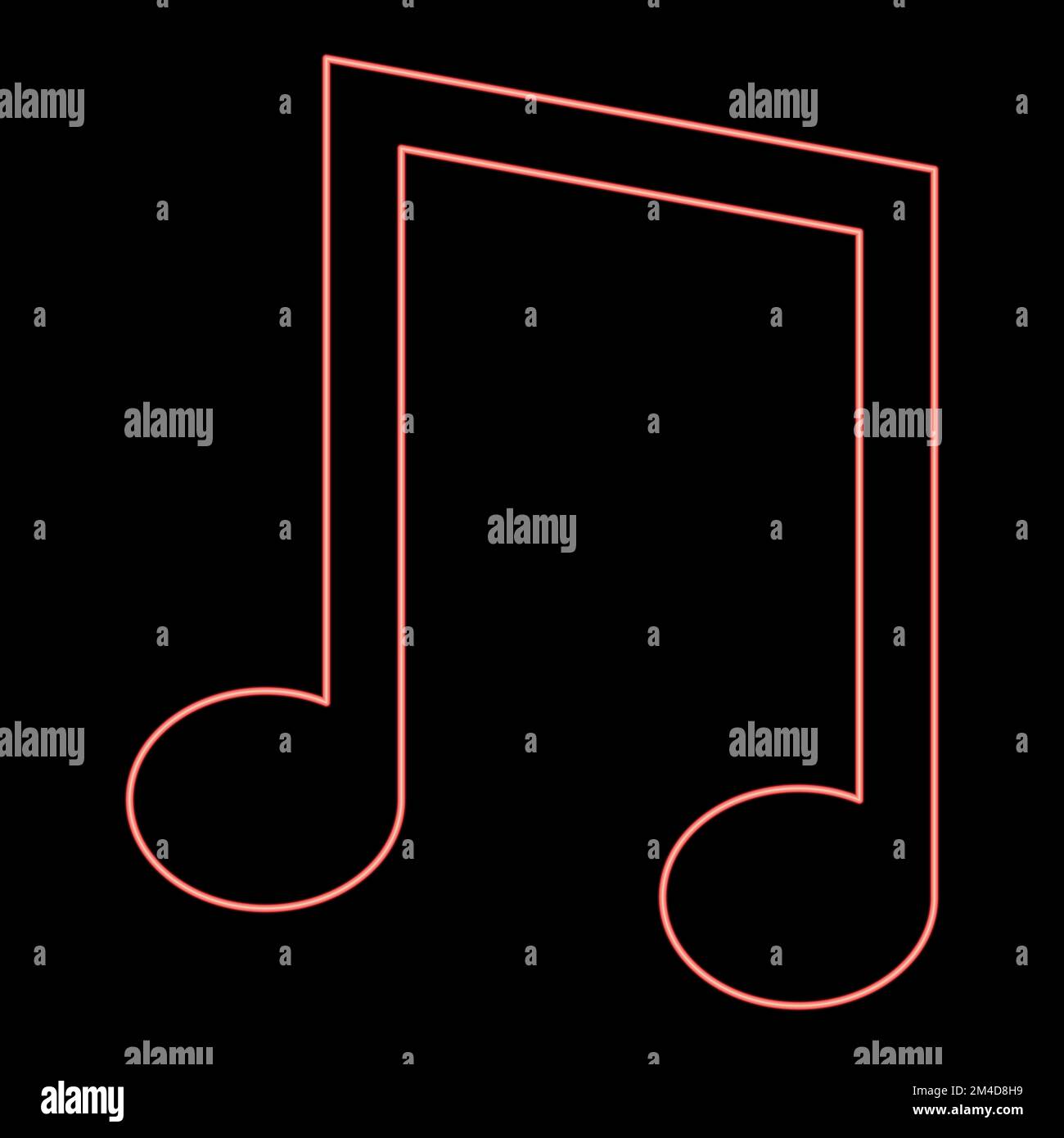 Neon eighth notes icon black color vector illustration flat style ...