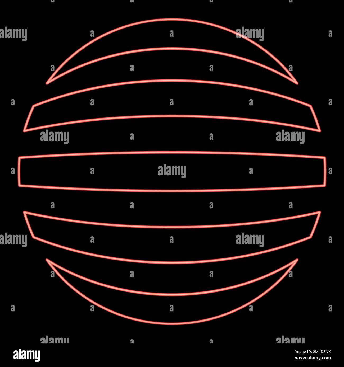 Neon striped sphere Concept globe Abstract ball icon black color vector ...