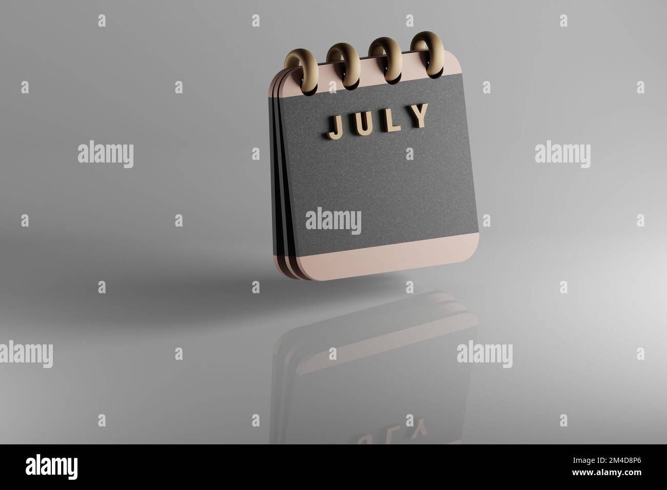 Standing black and golden month lined desk calendar with date July ...
