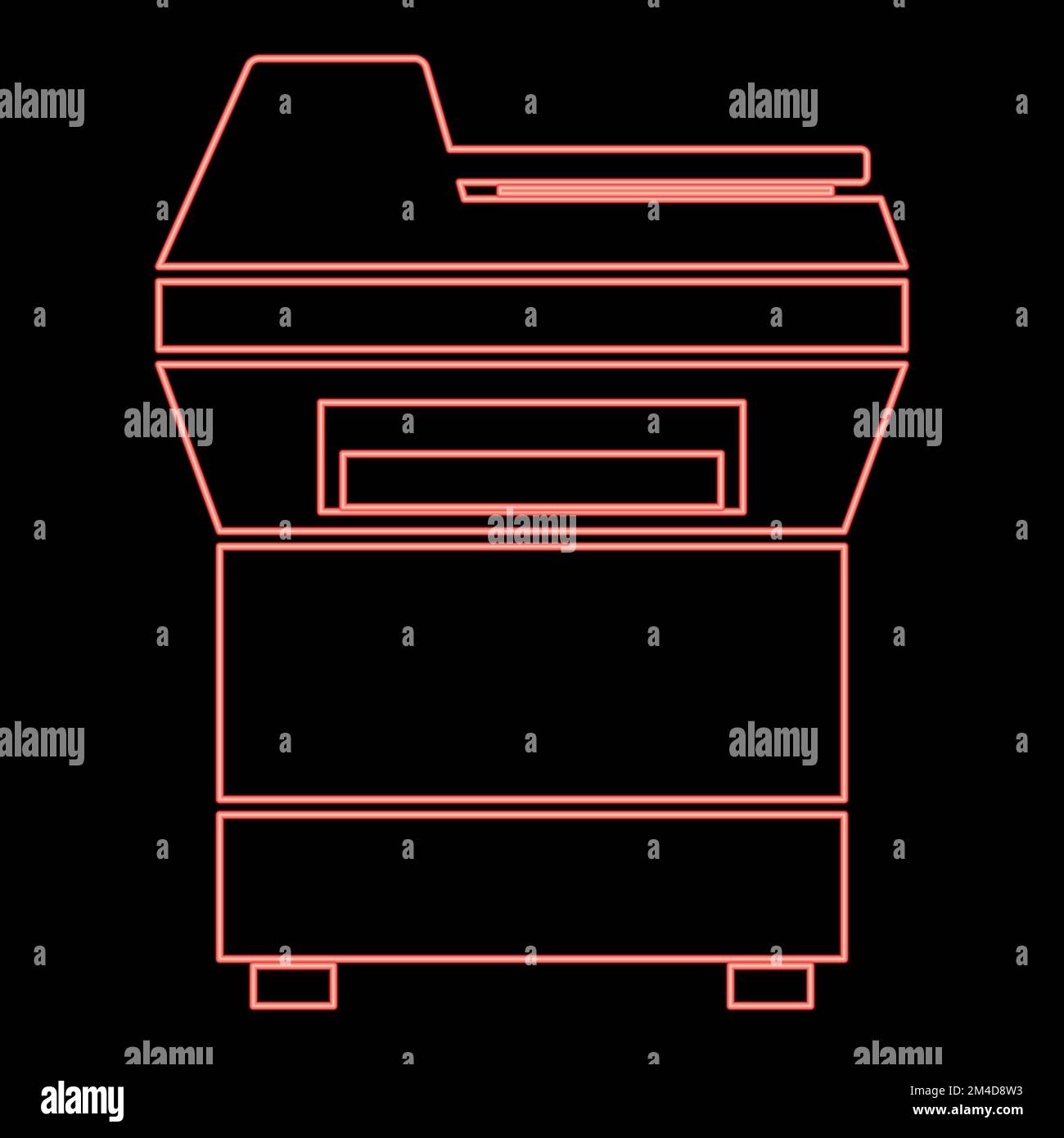 Neon copy machine Printer Copier for office Photocopier Duplicate equipment icon black color ...