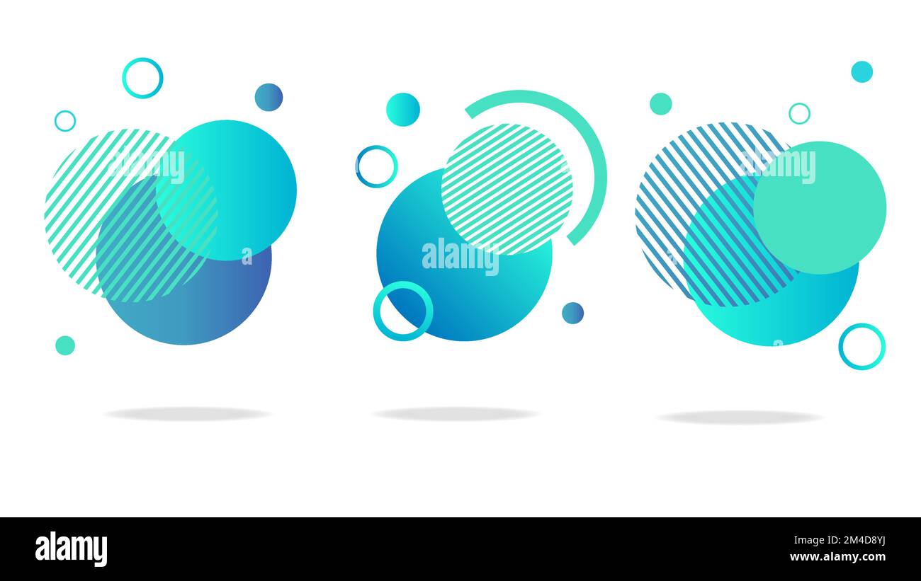 Set of round abstract badges, icons or shapes in mint, green and blue ...