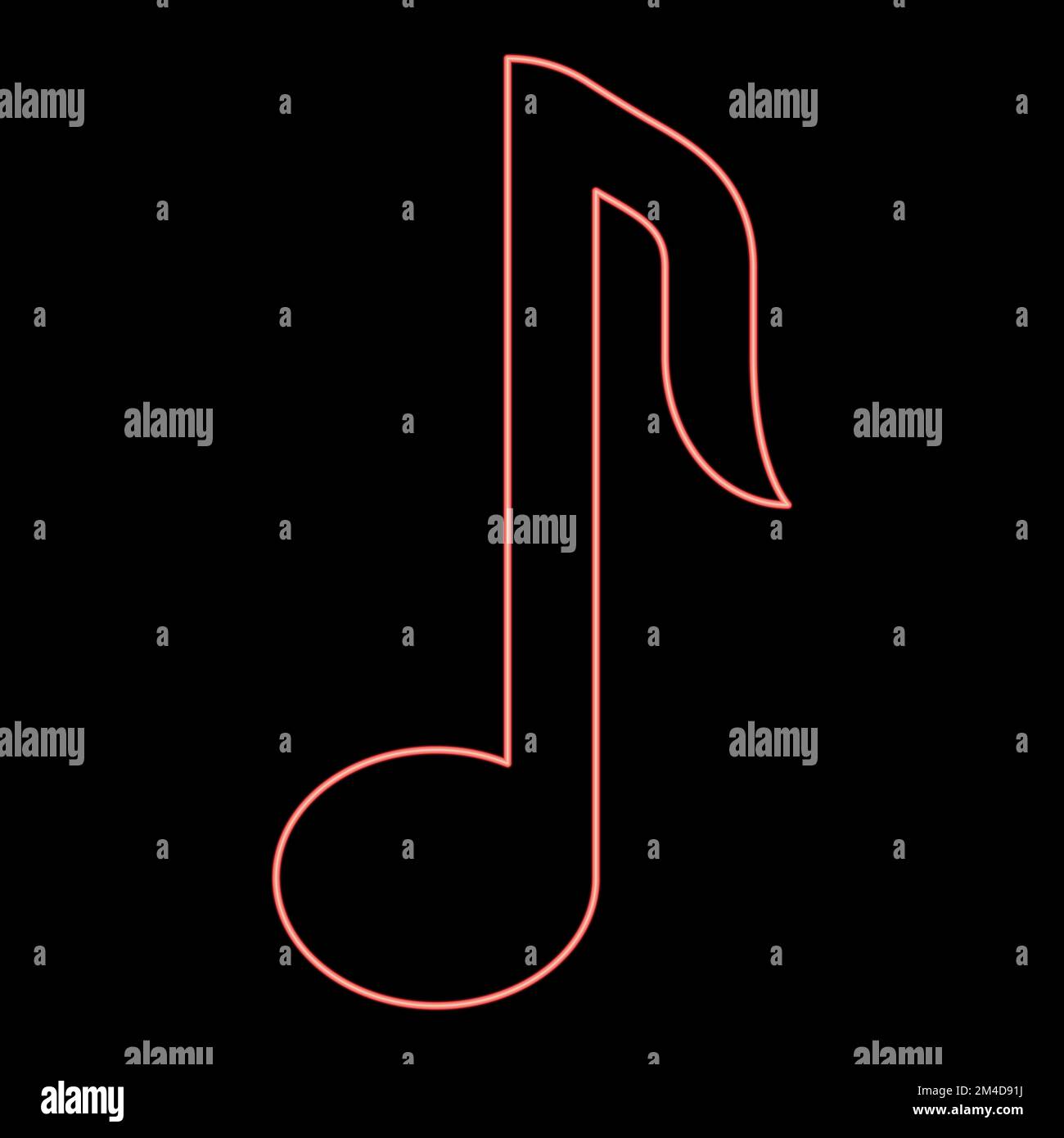 Neon eighth note icon black color vector illustration flat style simple ...