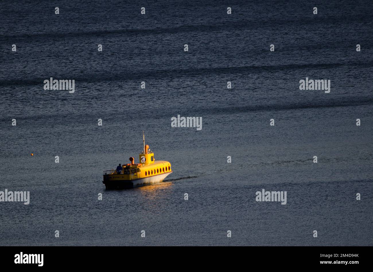Submarine-shaped boat on Lake Motosu. Yamanashi Prefecture. Fuji-Hakone ...
