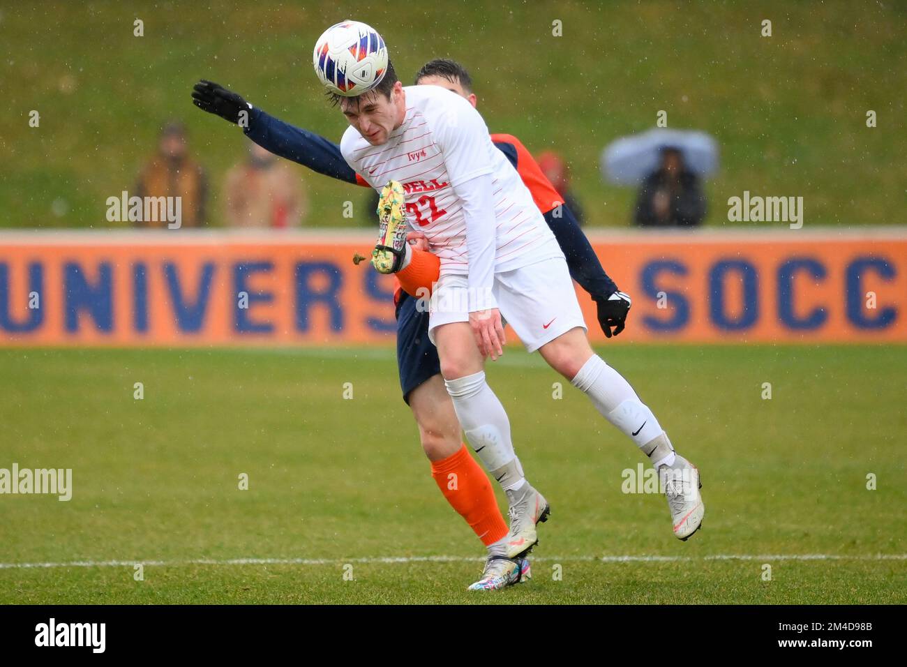 November 27, 2022: Cornell Big Red defender Nick Allen (22) heads the ...