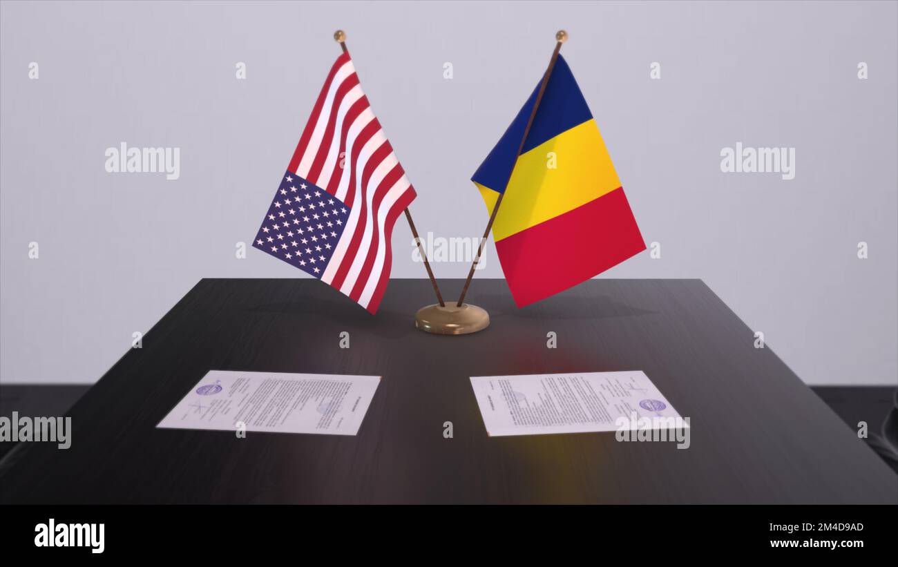 Chad and USA at negotiating table. Business and politics 3D ...