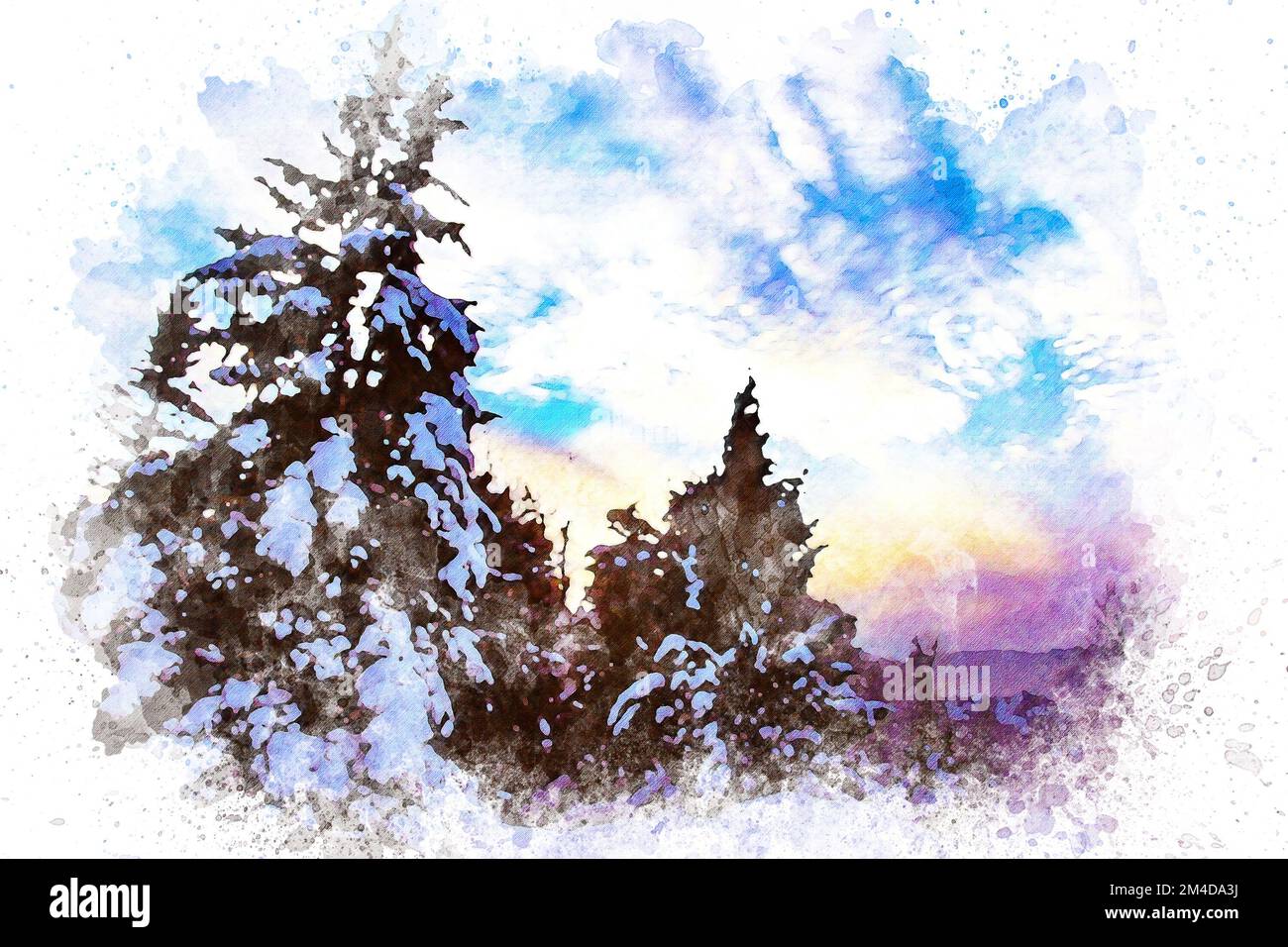 Snowy landscape river Cut Out Stock Images & Pictures - Alamy