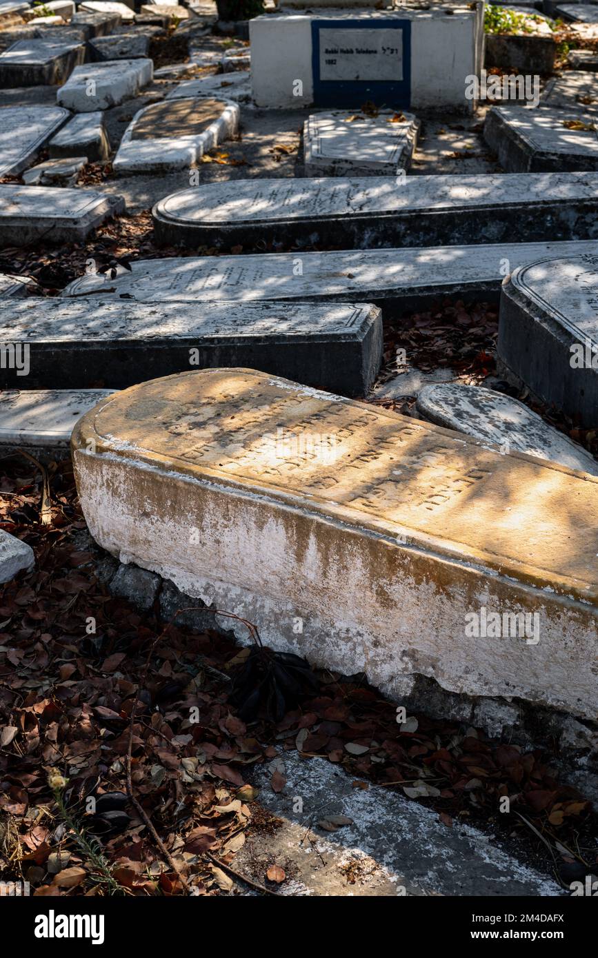 The oldest grave inside a Jewish cemetery in the city of Tanger Stock ...