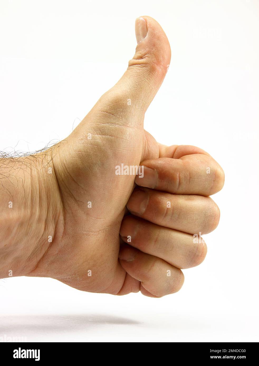 Thumb up hand. Male hand showing ok yes gesture. Positive approval sign ...