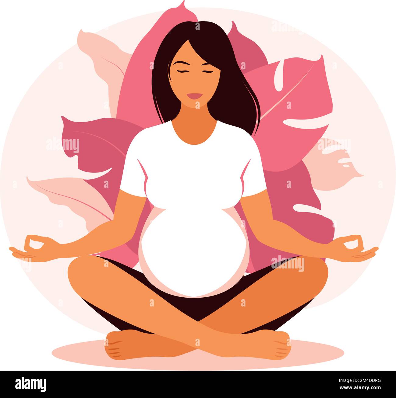 Pregnant woman makes yoga and meditation. Concept pregnancy, motherhood ...