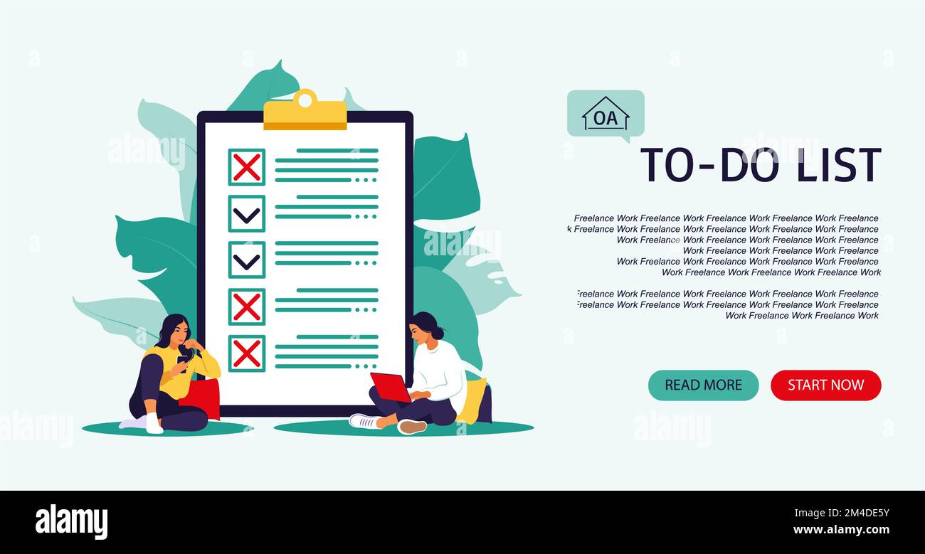 Checklist, to-do list. Landing page. List or notepad concept. Business ...