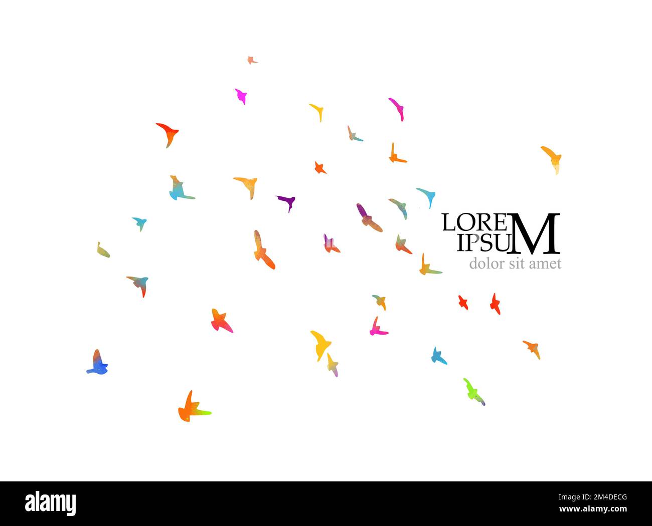 Abstract colored flying birds. Mixed media. Vector illustration Stock ...