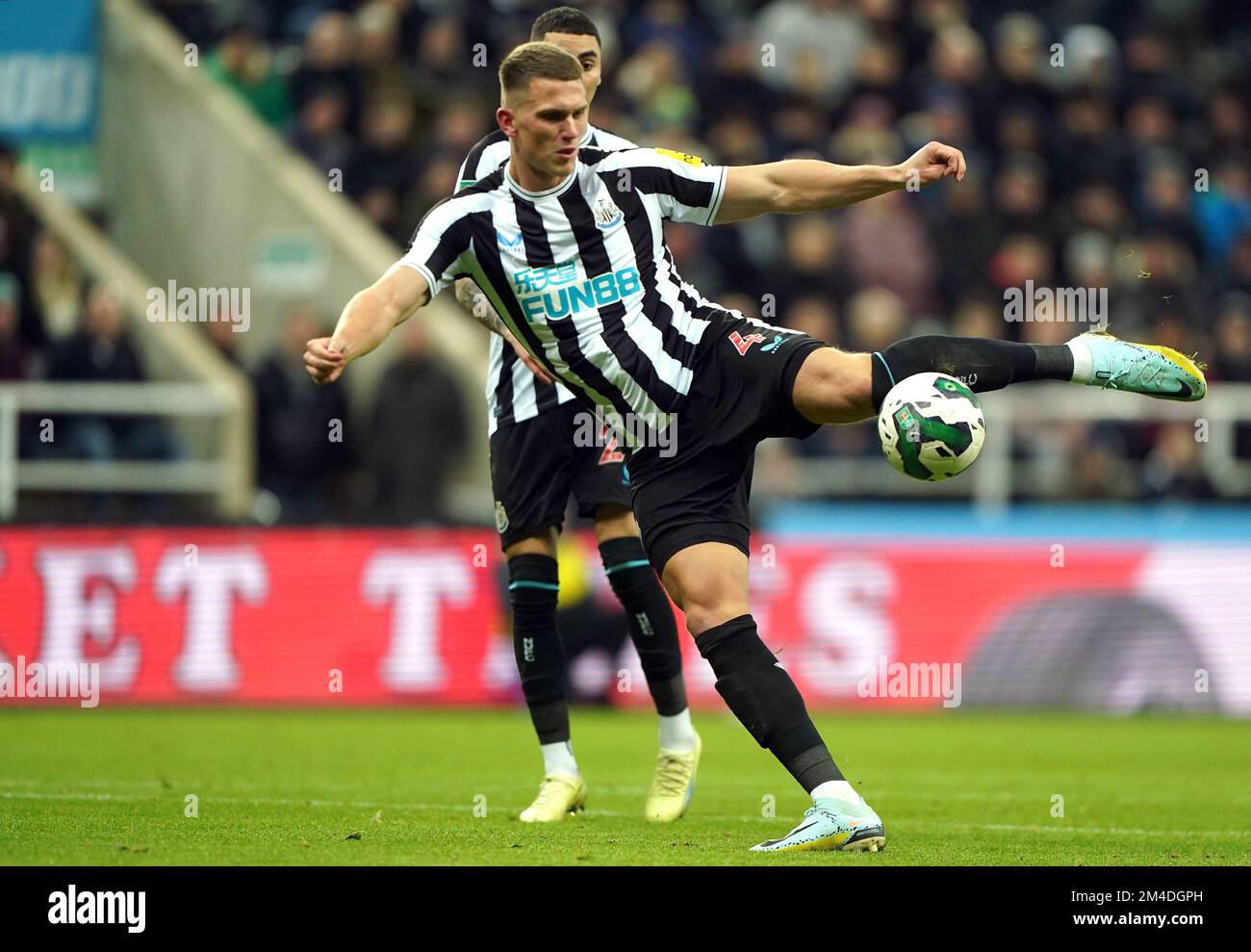 Newcastle United's Sven Botman attempts a shot on goal during the Carabao Cup fourth round match ...