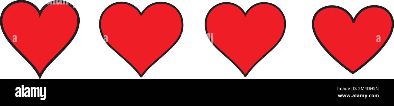Horizontal set for red hearts. Heart Symbol. heart icon. shaped logo ...