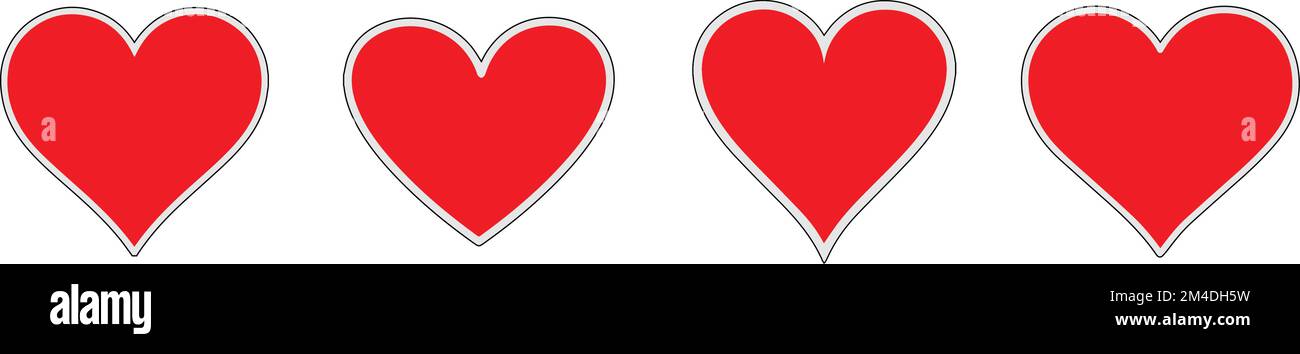 Horizontal set for red hearts. Heart Symbol. heart icon. shaped logo ...