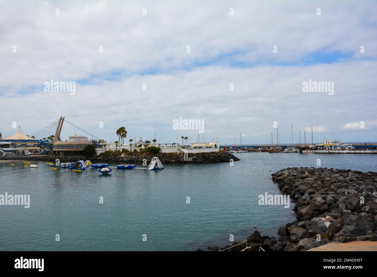 View of the sports harbor Puerto Colón, Costa Adeje, Canary Island ...