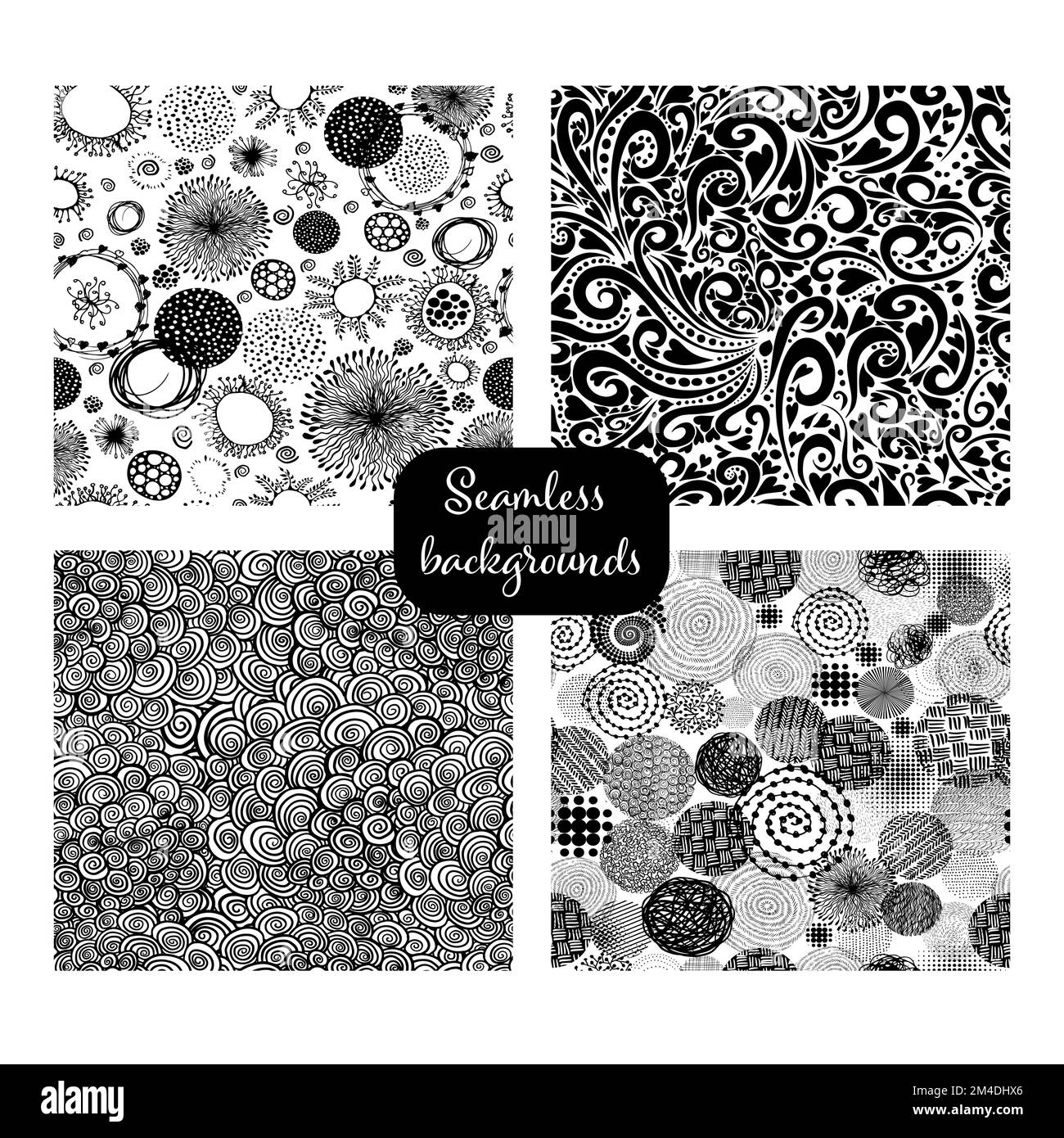 Set of seamless graphic backgrounds. Abstract graphic design simple ...