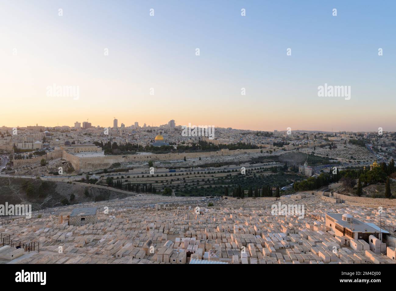 Landscape view of Old City of Jerusalem, view from Olive mount in ...
