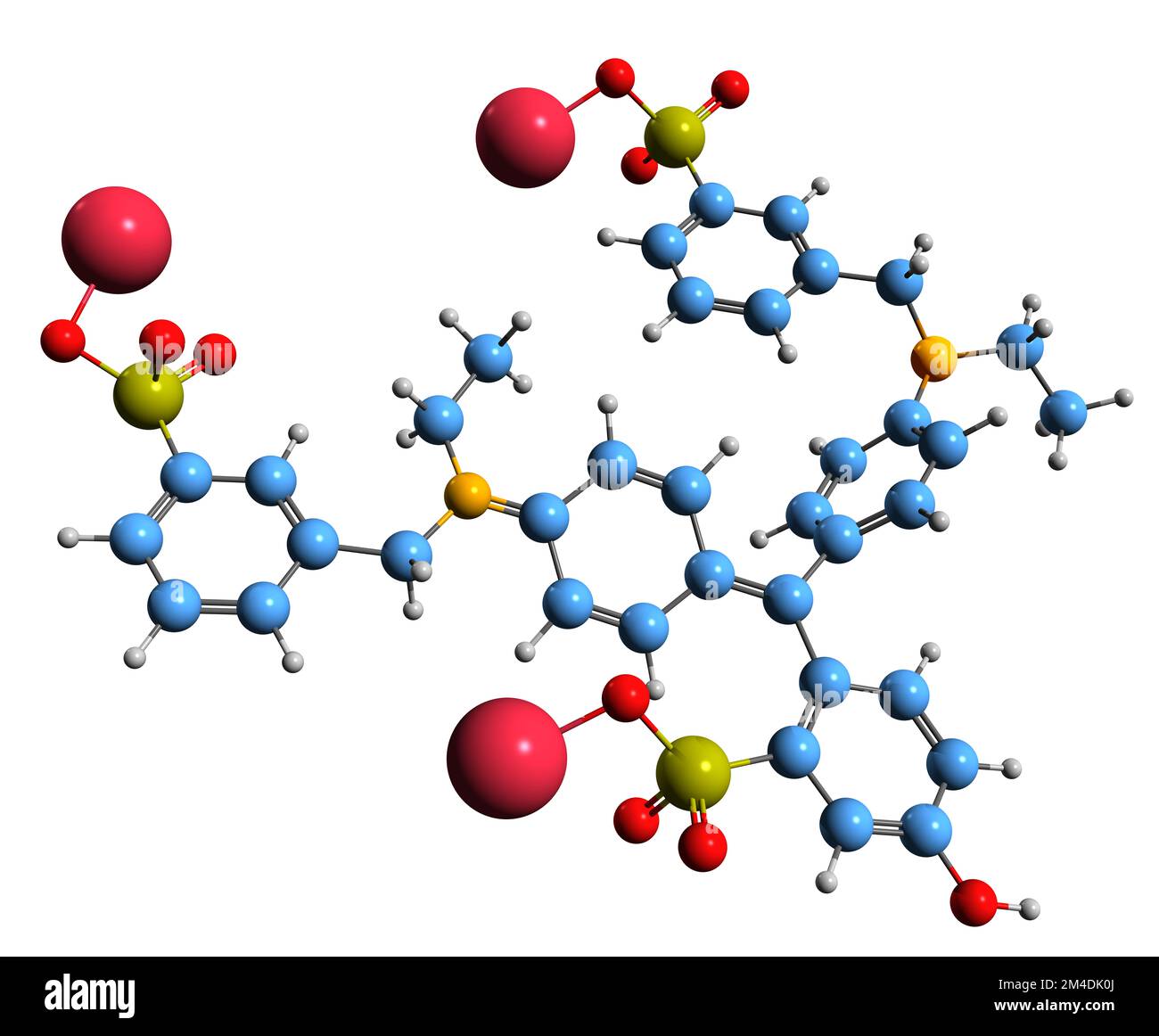 3D image of Fast Green FCF skeletal formula - molecular chemical ...