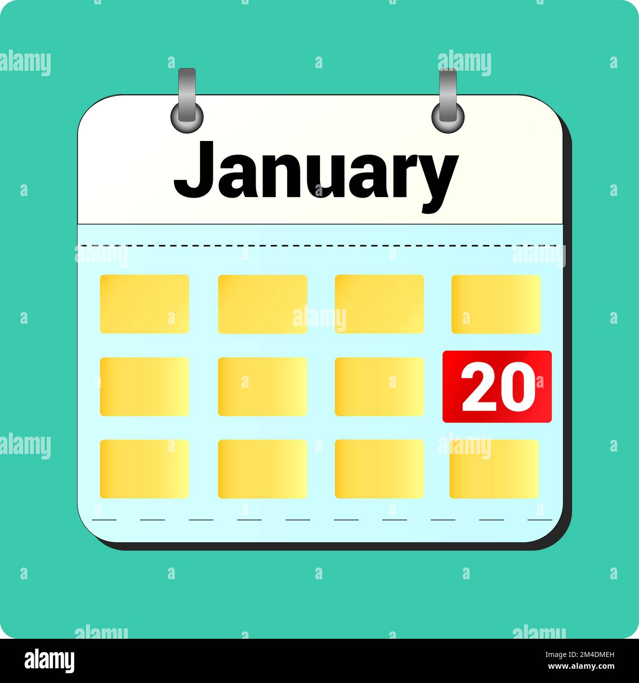 calendar vector drawing, date January 20 on the page Stock Vector Image ...