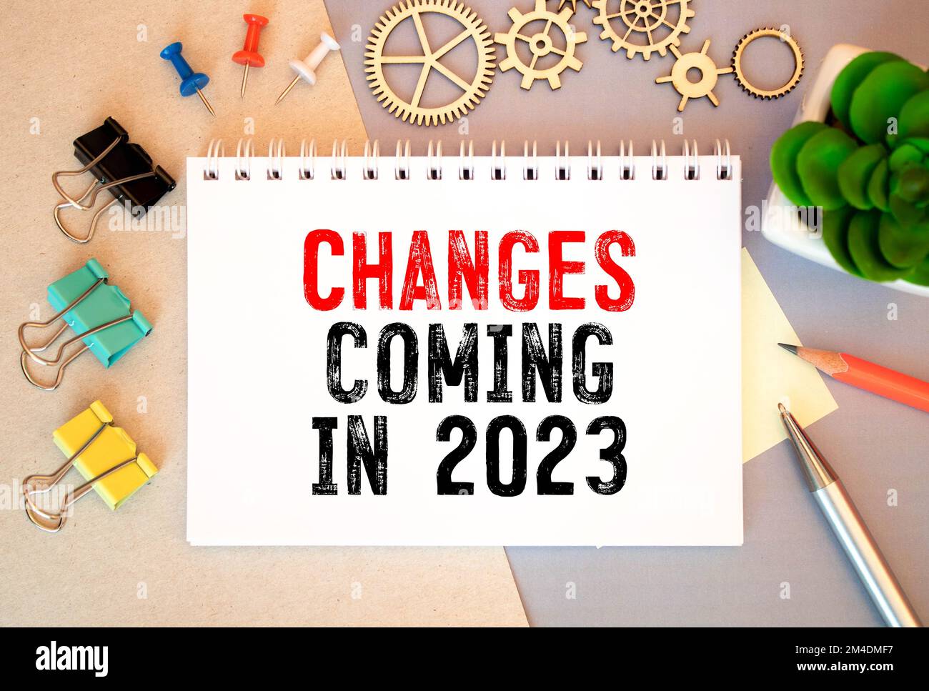 Paper with text Changes Coming in 2023 with pen, magnifying glass and ...