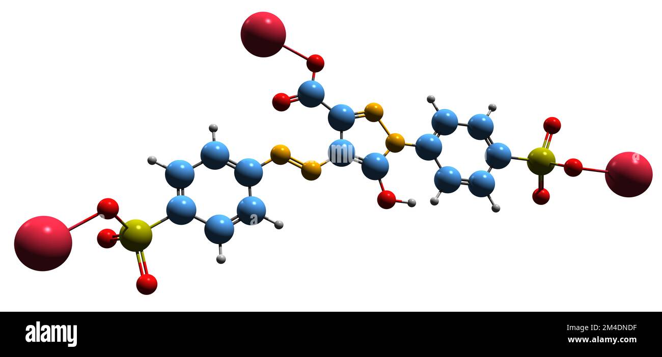 3D image of Tartrazine skeletal formula - molecular chemical structure ...